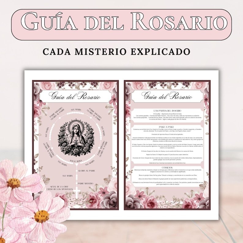 Spanish Catholic Rosary Prayer Guide, Prayer Board Kit, Printable ...