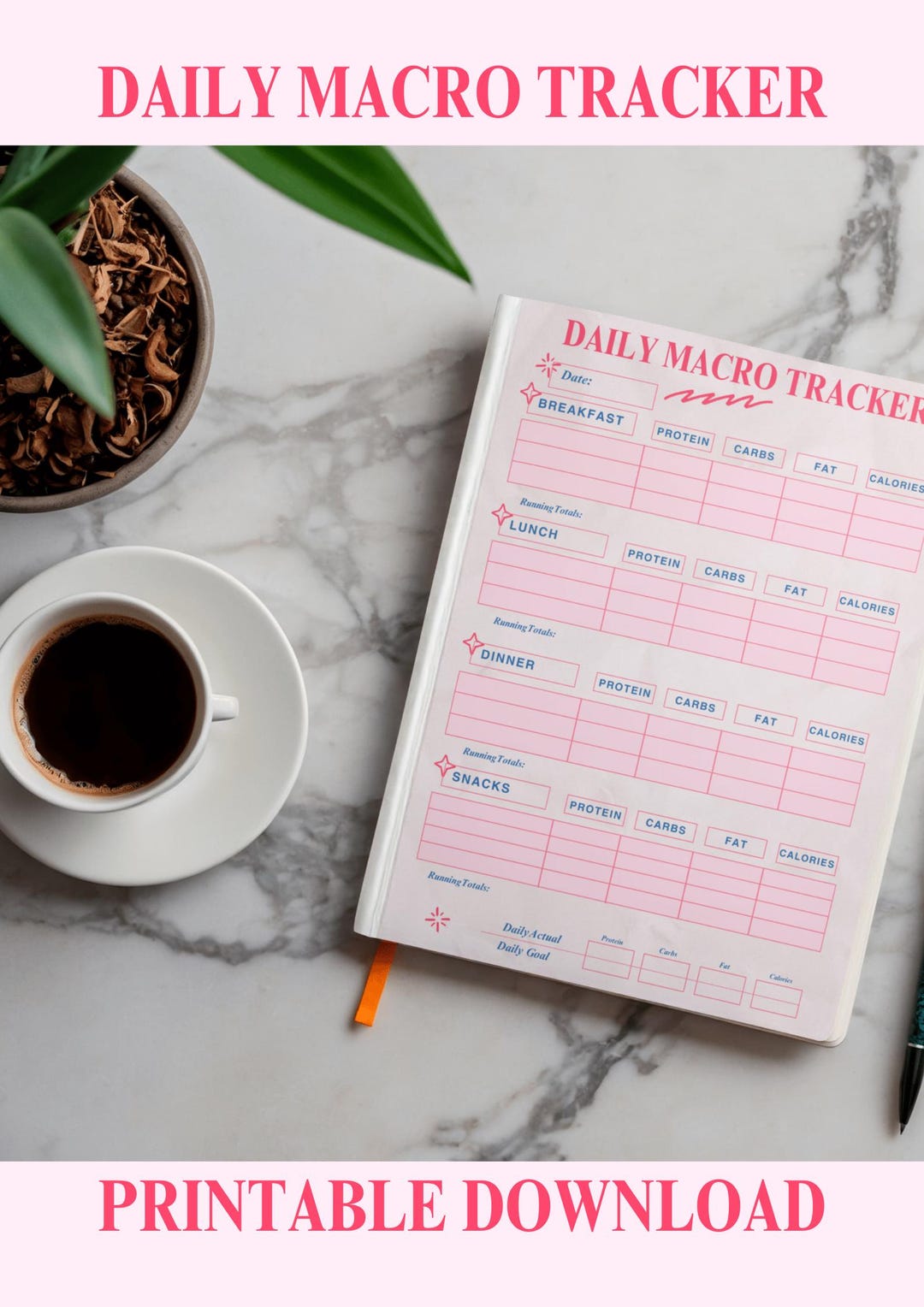 Daily Macro & Calorie Tracker | Printable Download - Etsy