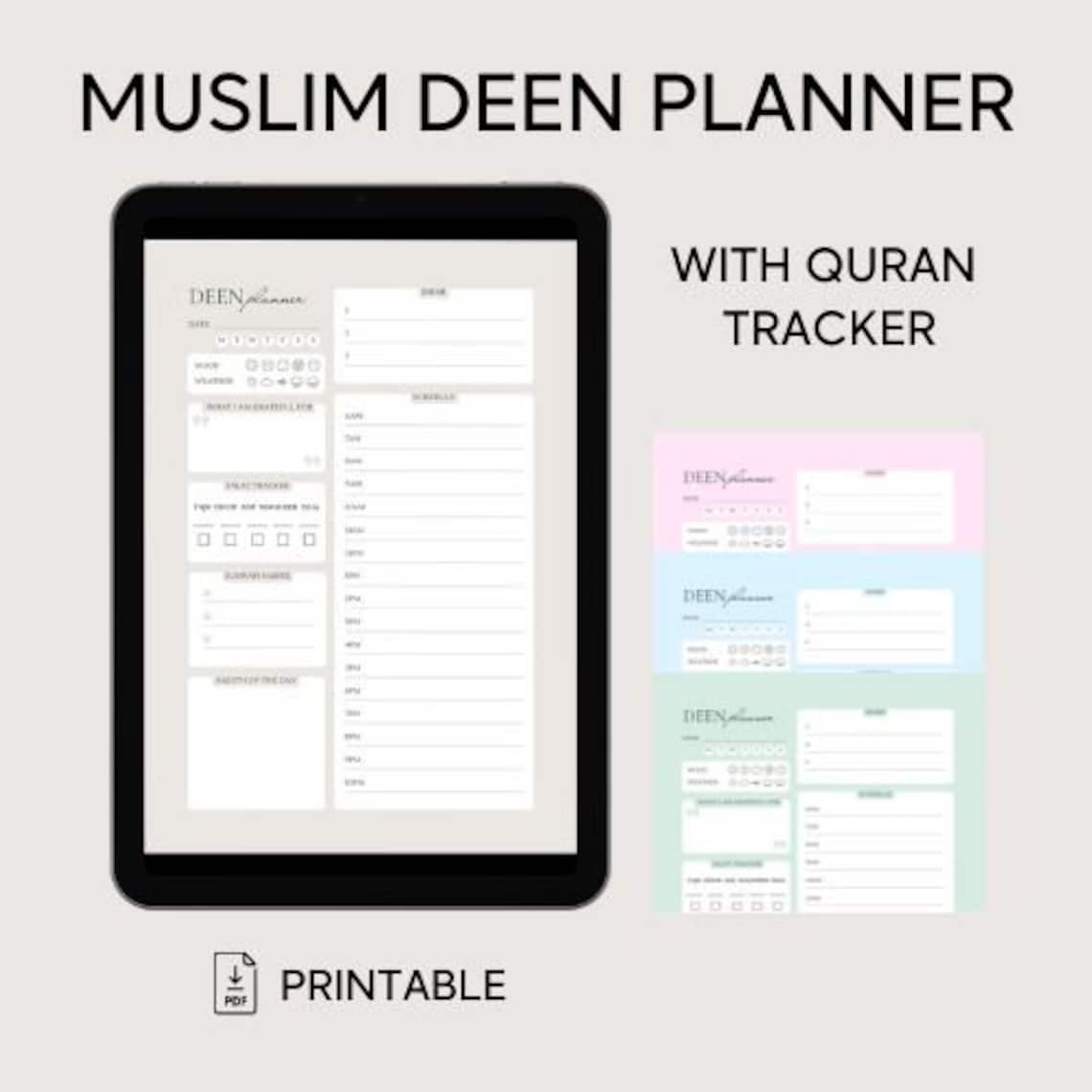 Muslim Planner Deen Planner Quran Tracker Salat Tracker Salat Muslim ...