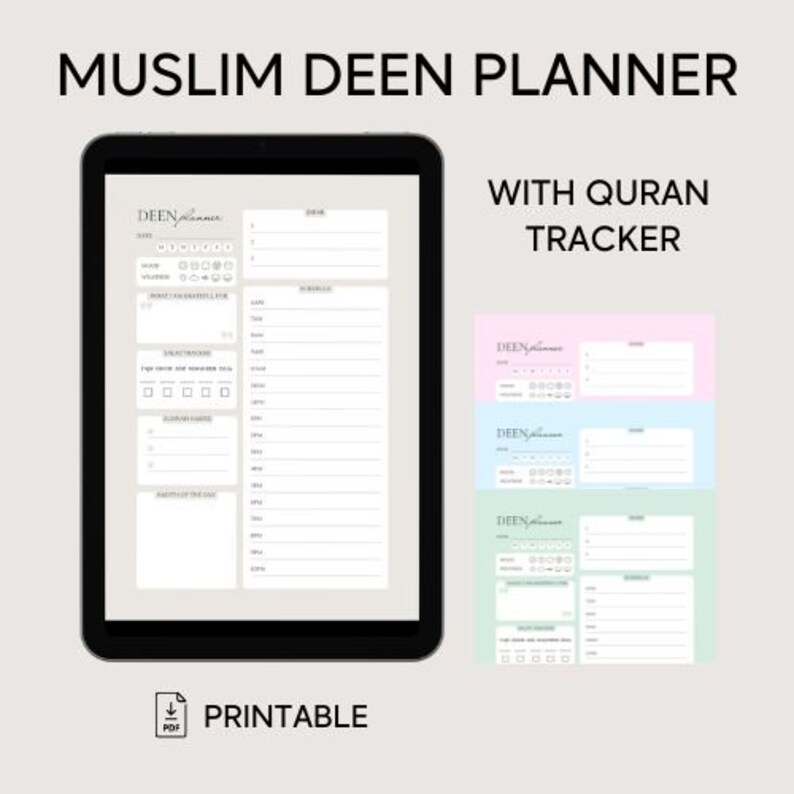 Muslim Planner Deen Planner Quran Tracker Salat Tracker Salat Muslim ...