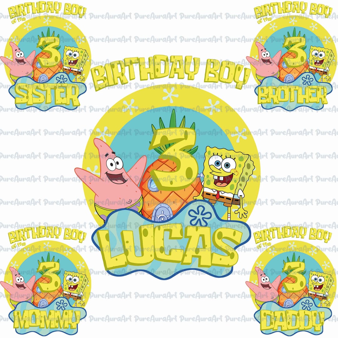 Spongecharacter Birthday Family PNG, Cartoon Birthday Boy Png, Bob ...
