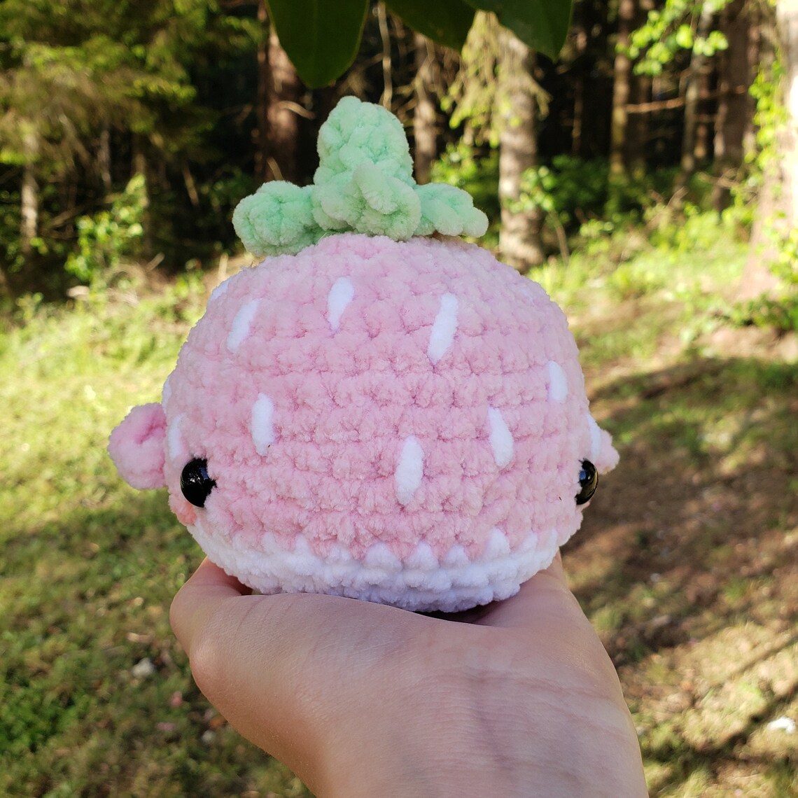 Strawberry Whale Plushie, Stuffy, Plushie, Cute Whale, Toy, Fruit ...