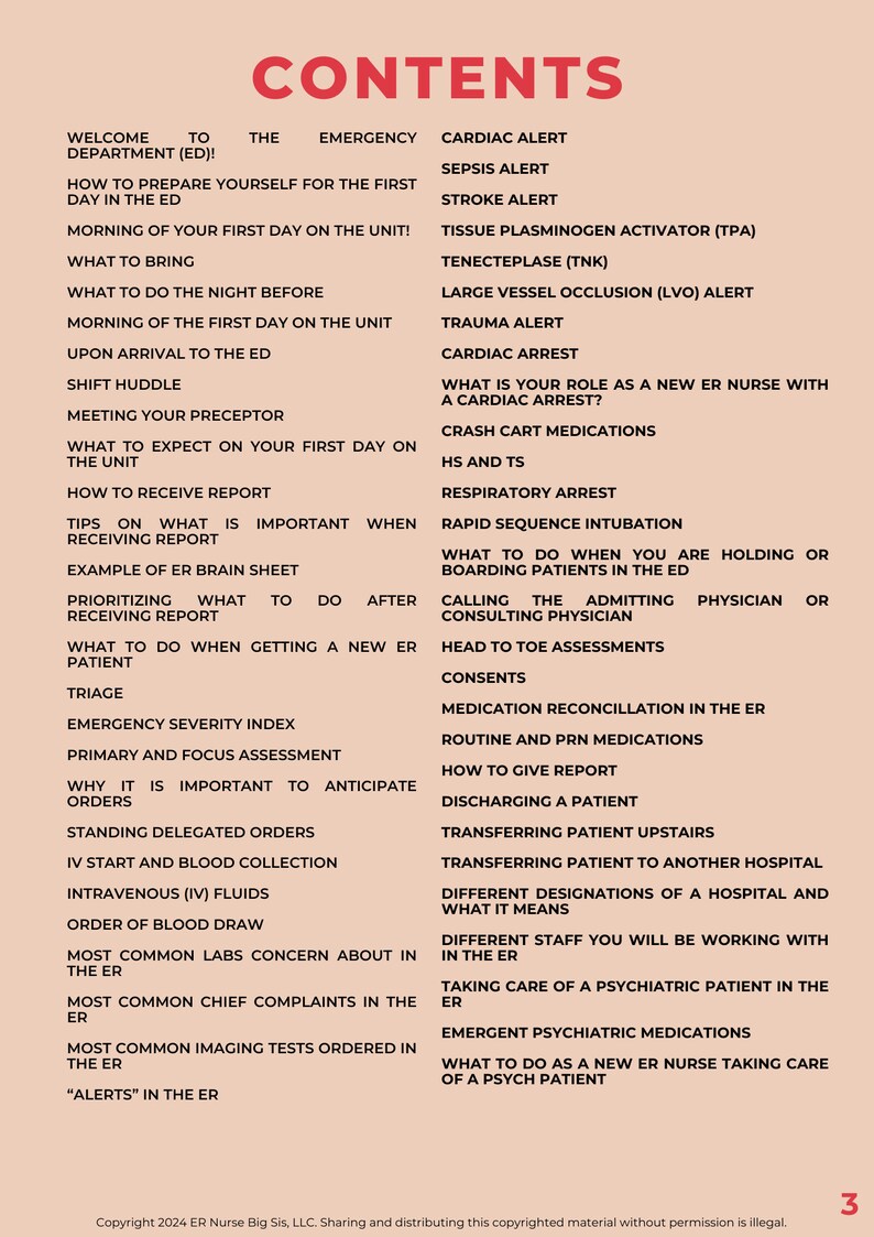 New Emergency Room (ER) Nurse Guide *digital PDF Only* - Etsy