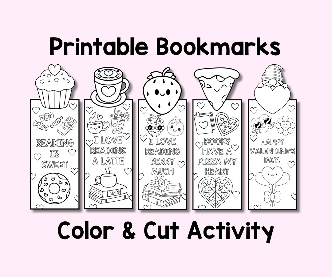 Valentine Bookmarks Printable, Color Your Own, February Teacher Craft ...