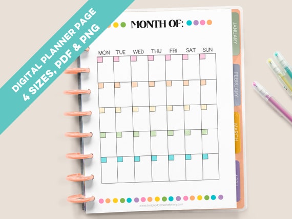 Printable Monthly Planner Page Digital Planner Template - Etsy