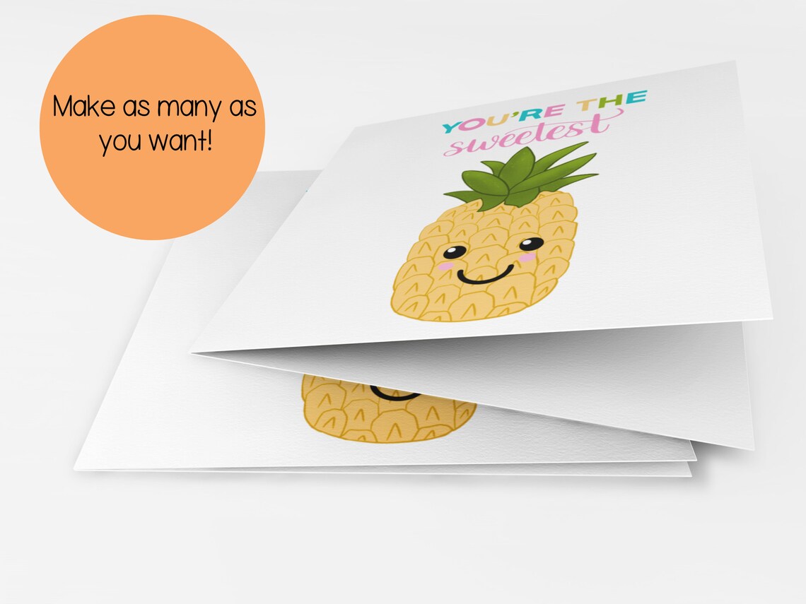 Instant Download Thank You Card Printable Pineapple Digital - Etsy