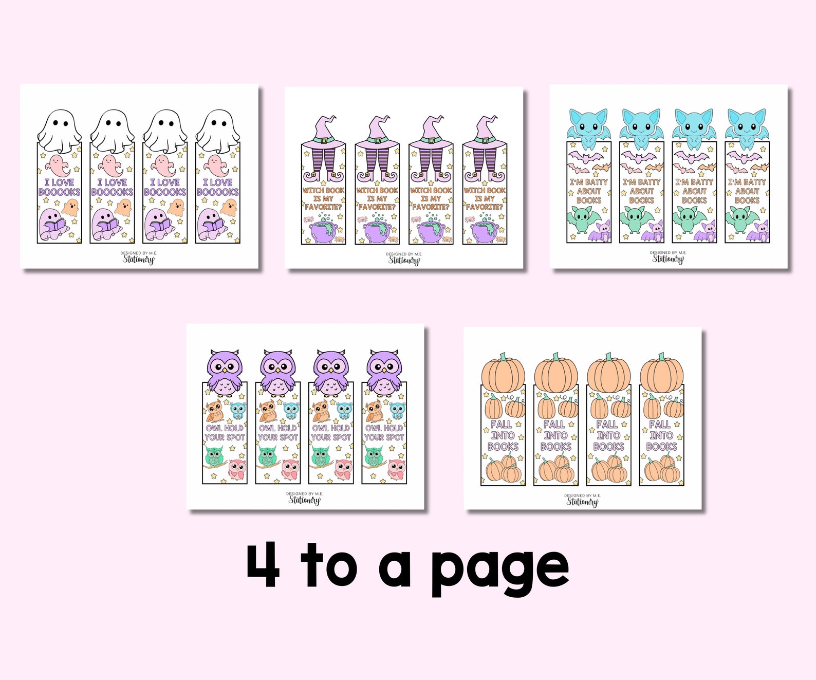 Printable Halloween Bookmarks for Kids, Student Bookmarks, Halloween ...