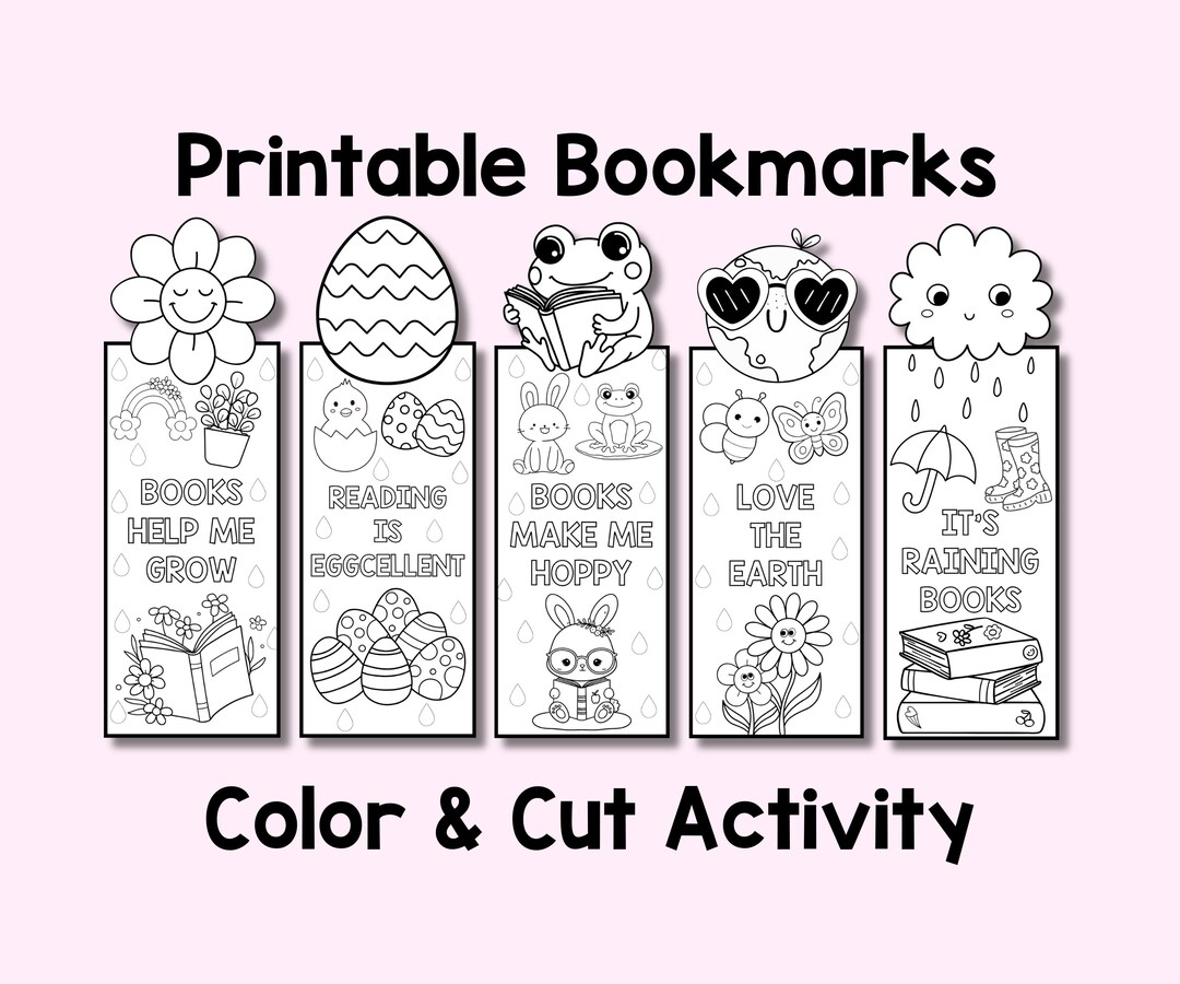 Printable April Bookmarks for Kids, Earth Day Coloring Page, Elementary ...