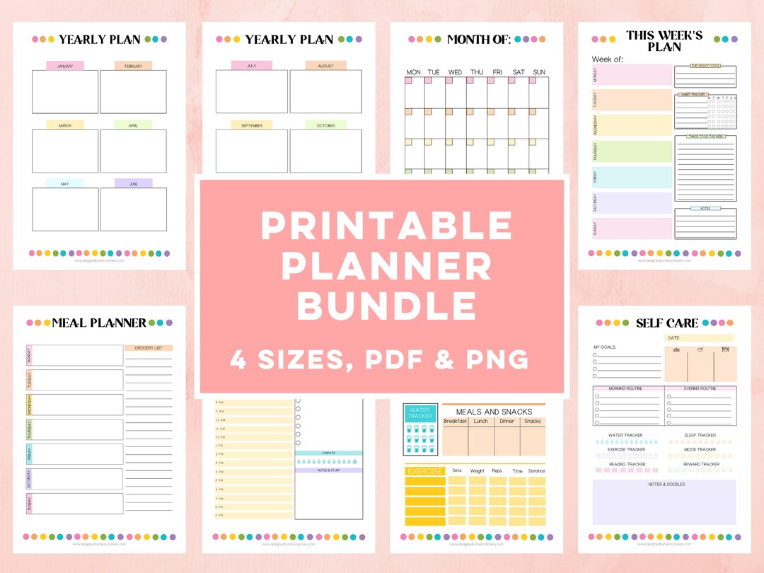 Printable Planner Bundle, Undated Yearly Digital Planner, Daily ...