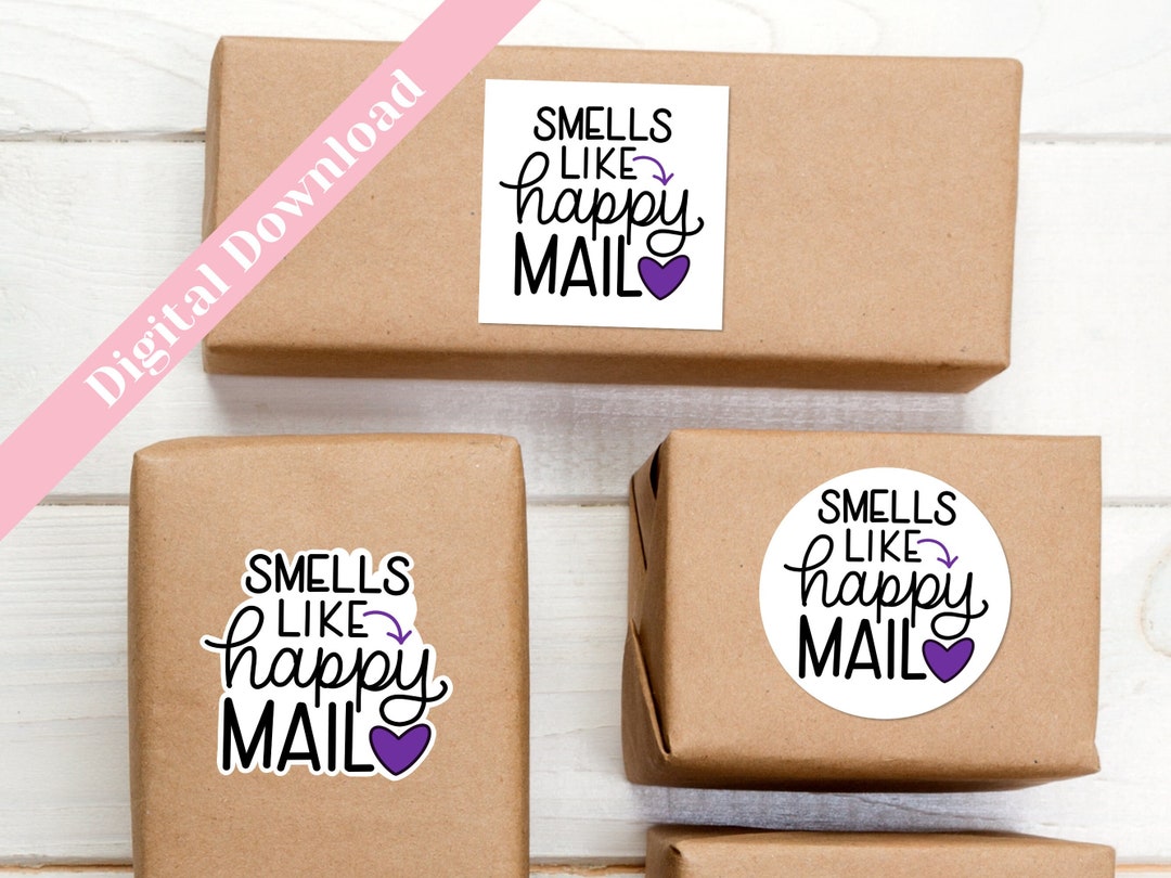 Smells Like Happy Mail Sticker SVG, Wax Melt Printable Stickers, Candle ...