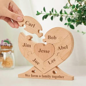 Custom Engraved Wooden Heart Puzzle | Family Name Decor | Home ...