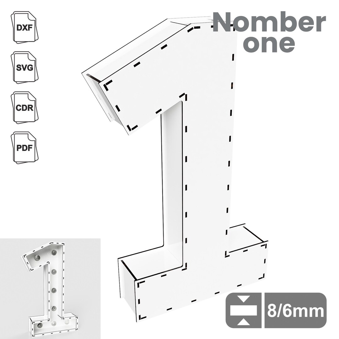 3D Number One, Laser Cutting Layout - Etsy