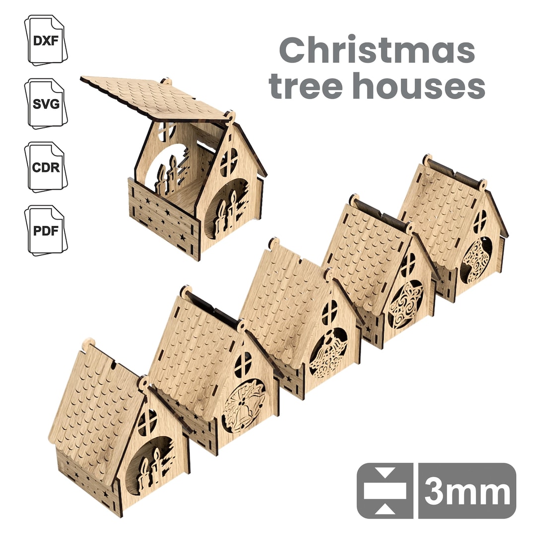 Christmas Tree Houses, Laser Cutting Layout - Etsy