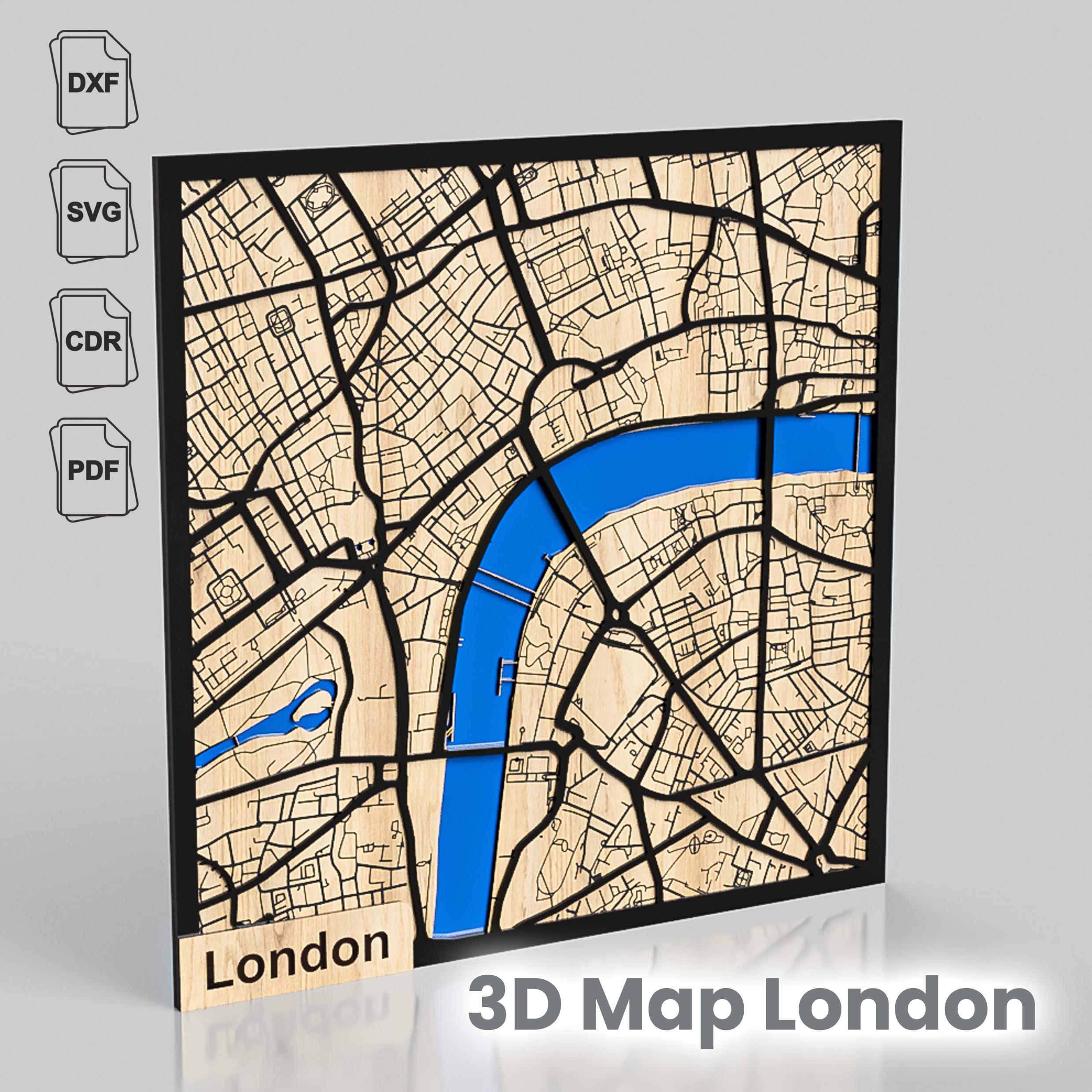 3D Map London, Laser Cutting Layout - Etsy