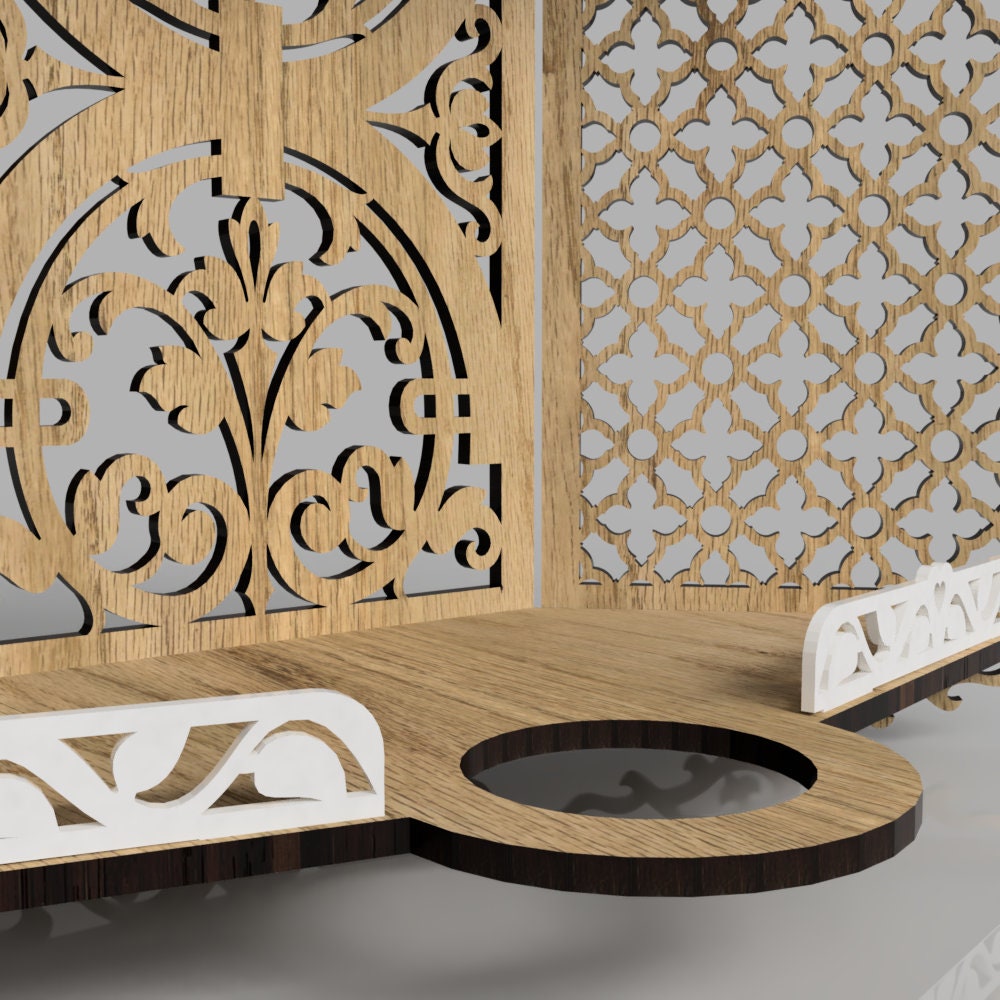 Corner Two-tier Shelf With a Place for a Lampstand, Icon Shelf, Laser ...