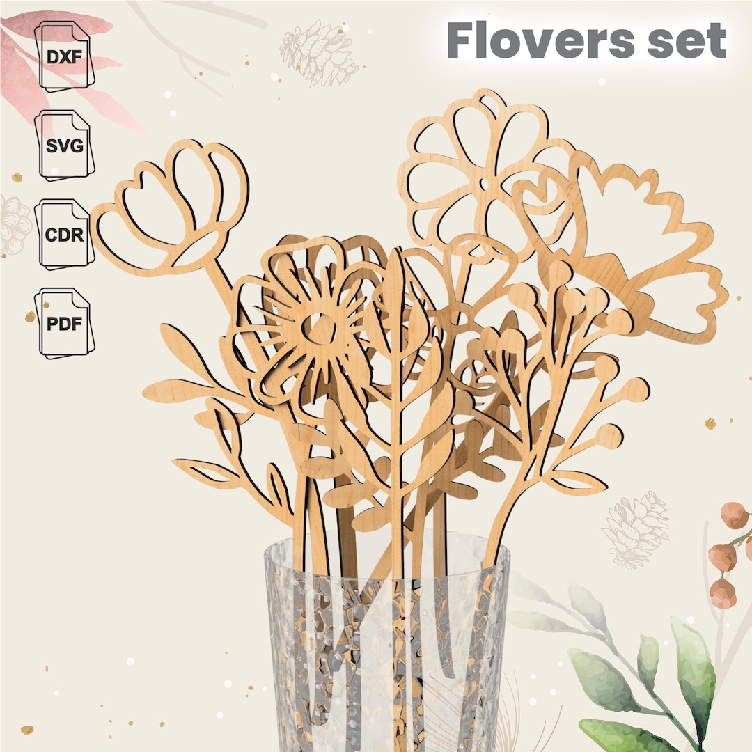 Flowers Set, Laser Cutting Layout - Etsy