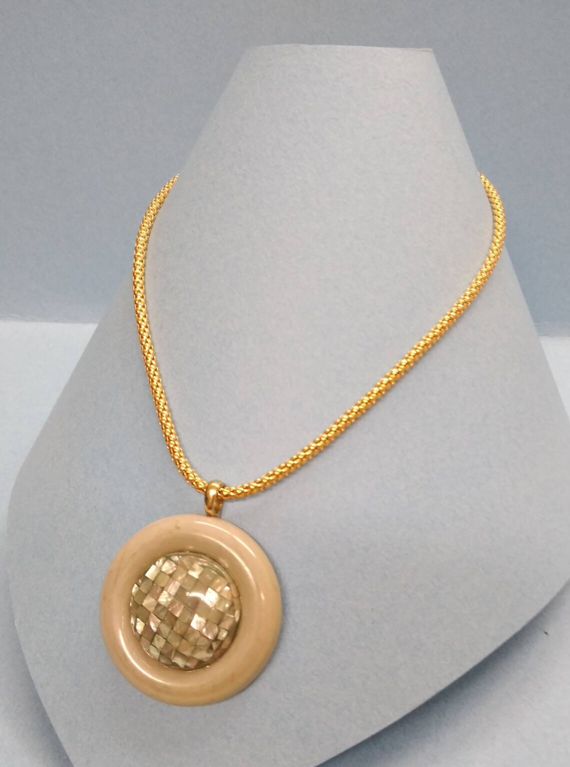 Vintage Mermaid-style Sea Green Acrylic 1960s Button With 1980s Abalone ...