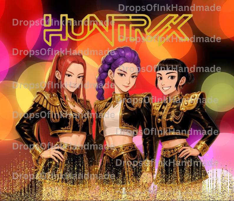 Huntrix K-pop Multicolor Background Image Sublimation Tumbler Design ...