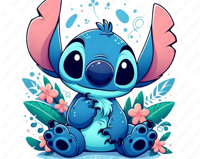 Cute Stitch Clipart, Stitch Png, Cute Cartoon Character, Transparent Design, Instant Download ...