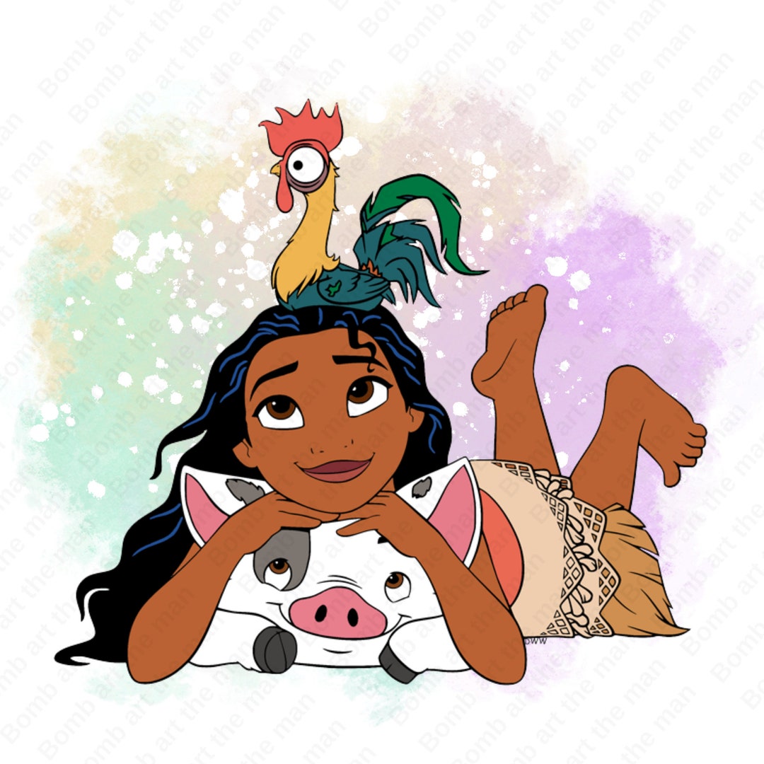 Moana Clipart, Moana Png, Heihei Png, Pua Png, Watercolor Background, Instant Download - Etsy
