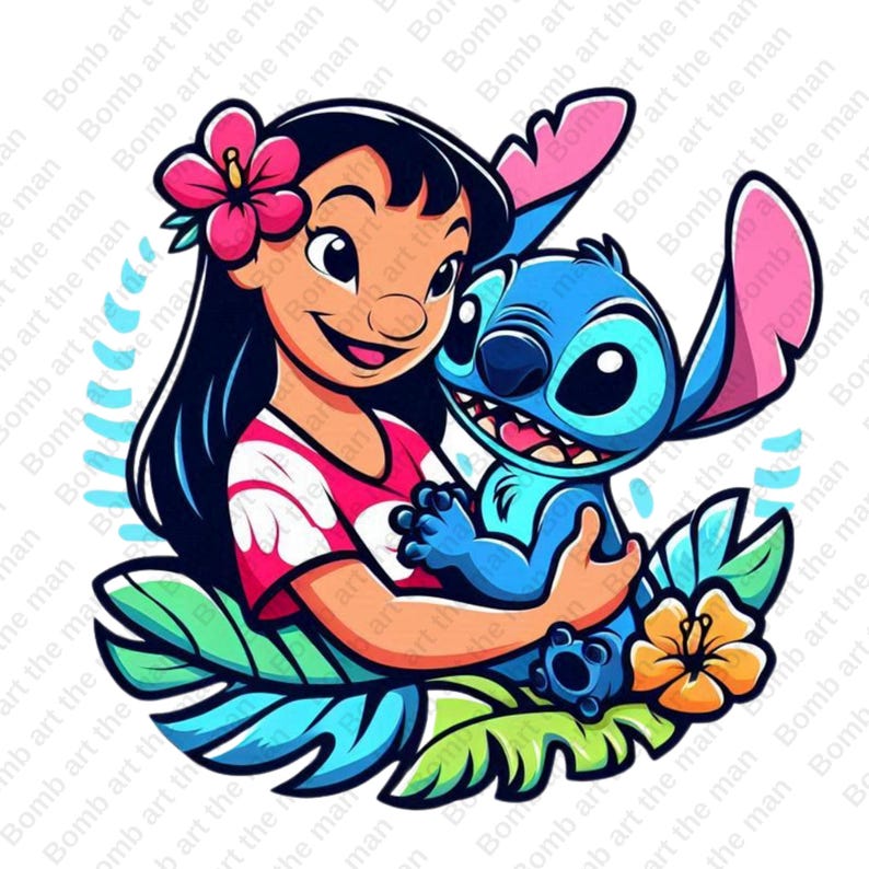 Lilo y Stitch clipart, lindo Stitch png, diseño transparente - Etsy México