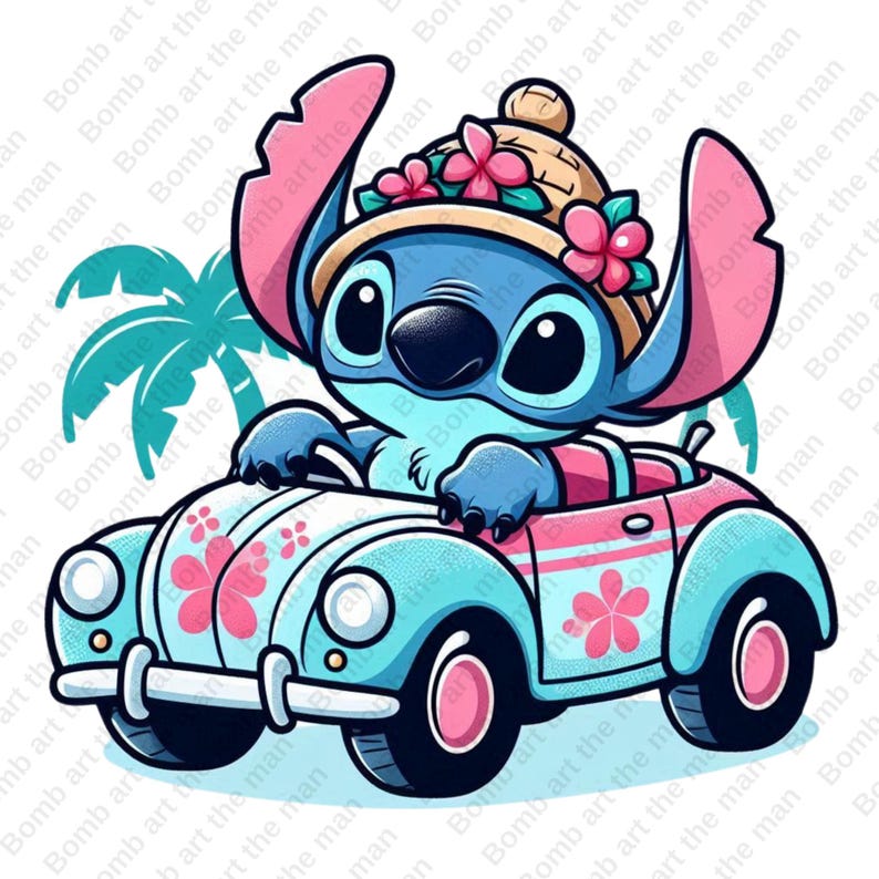 Stitch Clipart, Cute Stitch Png, Stitch With Car Clipart, Transparent ...