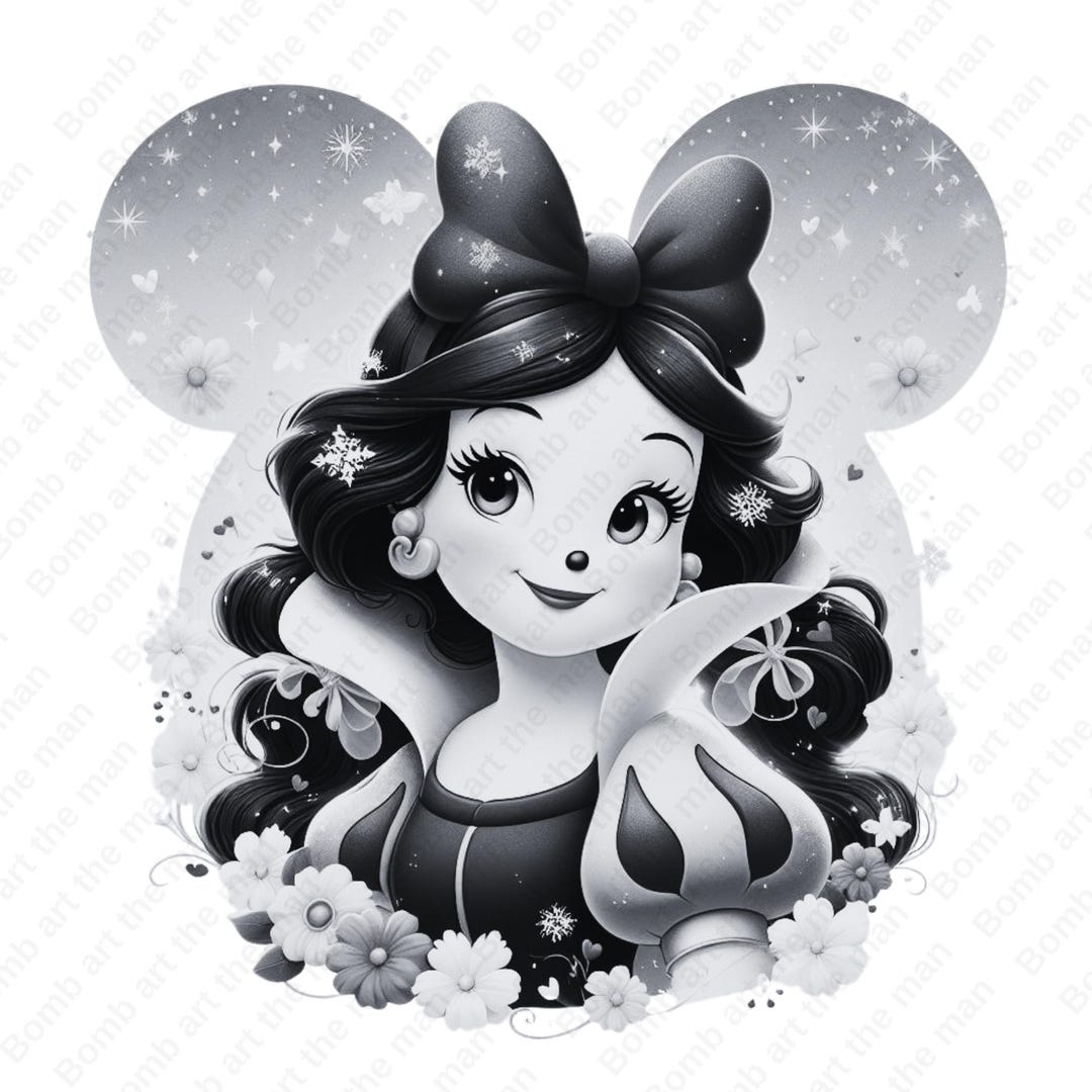 Princess Snow White Clipart, Snow White Png, Black and White Design ...