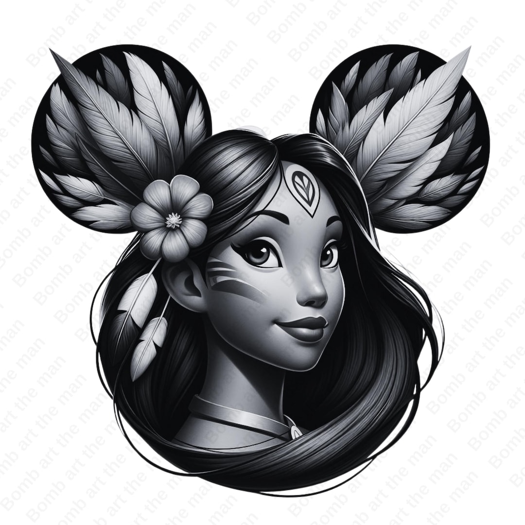 Princess Pocahontas Clipart, Princess Pocahontas Png, Black and White ...
