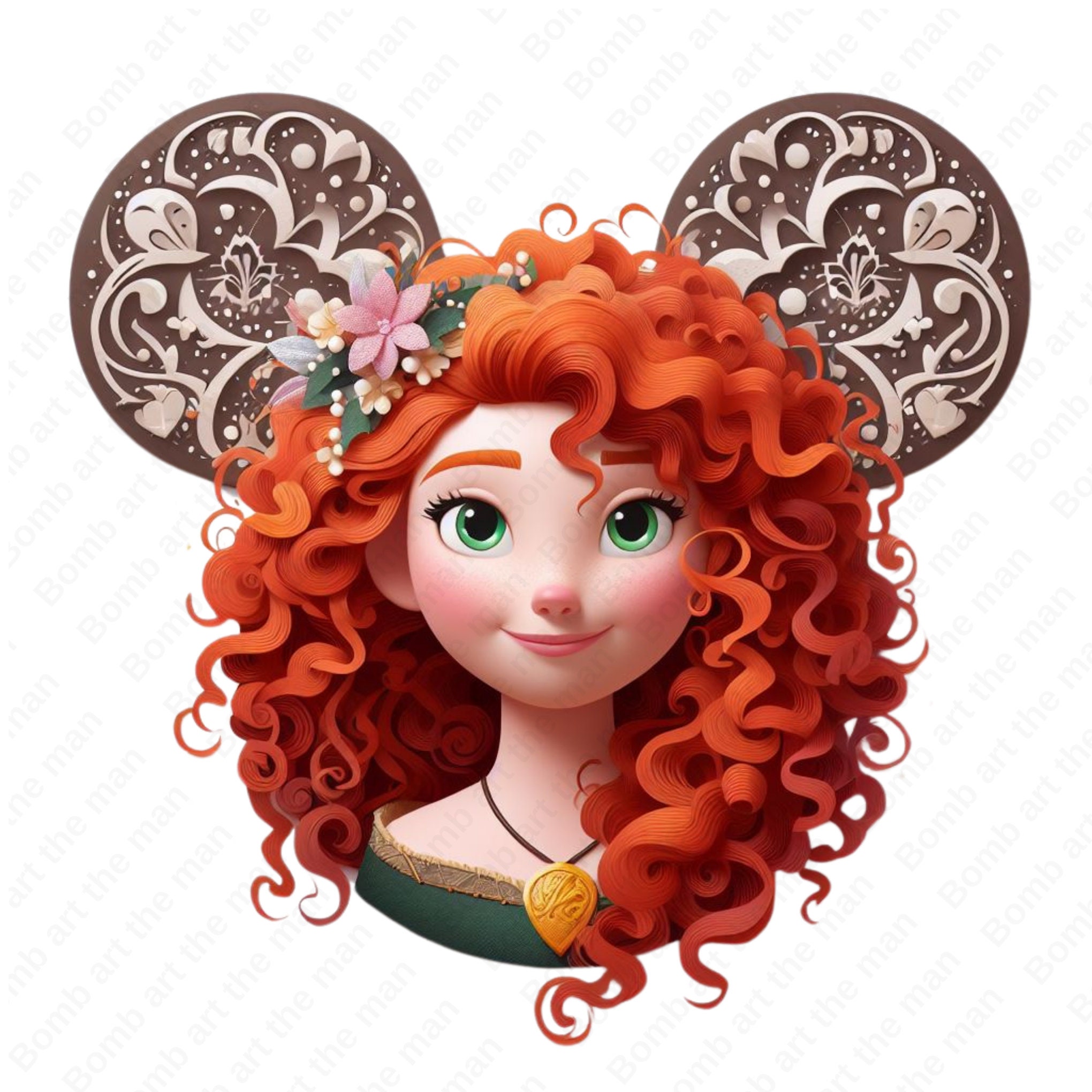 Princesa Mérida clipart, valiente png, merida png, diseño de orejas de ...