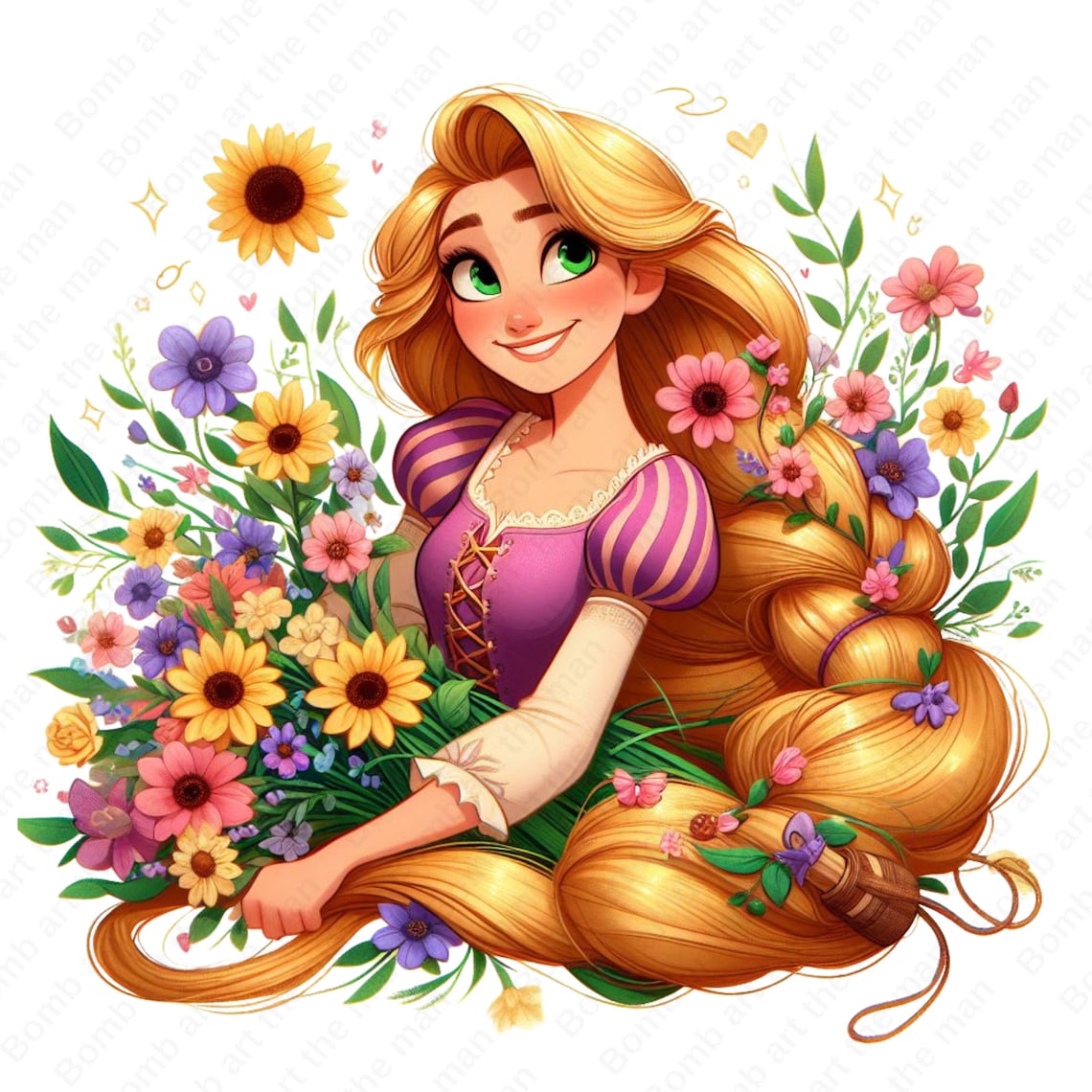 Tangled Clipart, Tangled Png, Rapunzel Png, Rapunzel Clipart, Floral ...