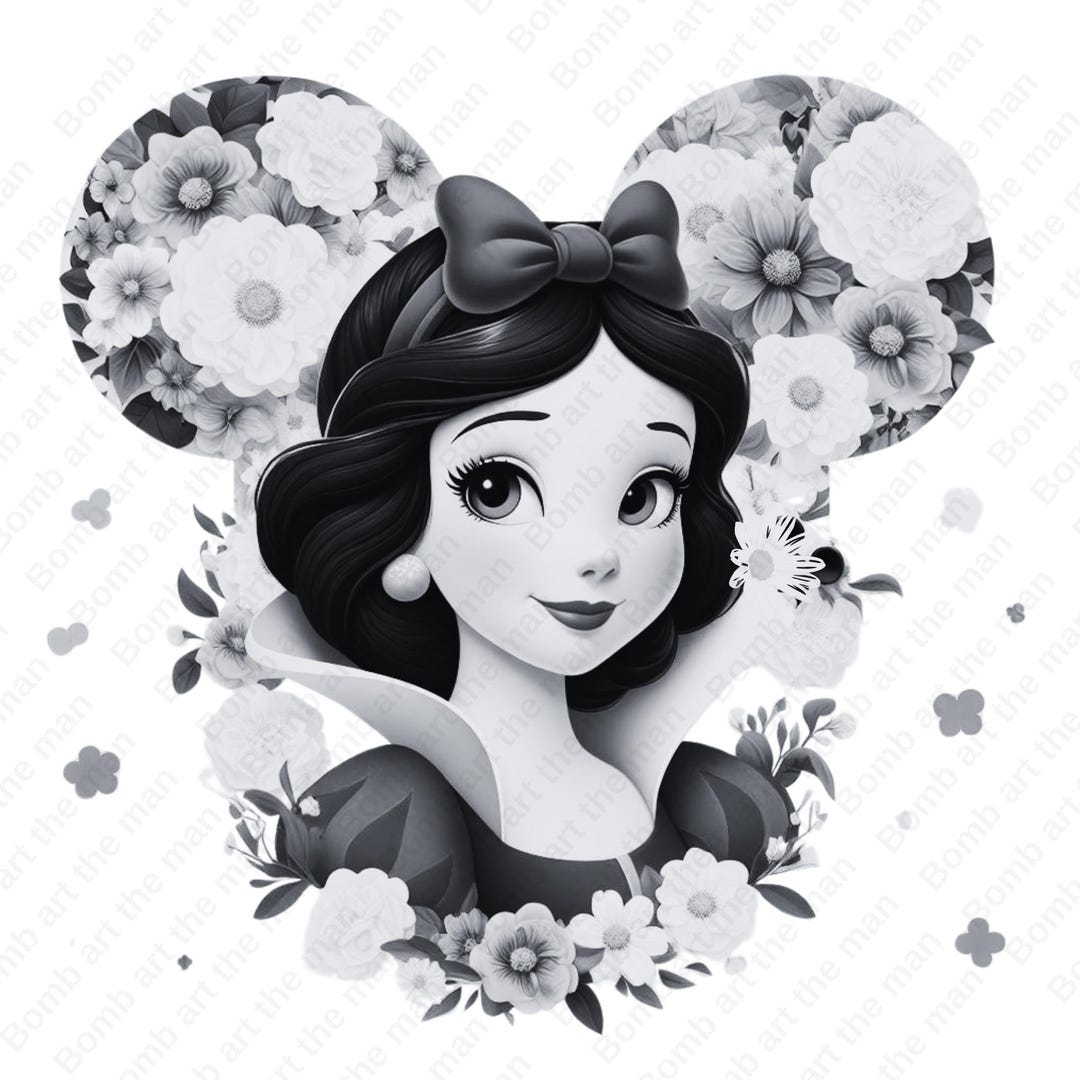 Princess Snow White Clipart, Snow White Png, Black and White Design - Etsy