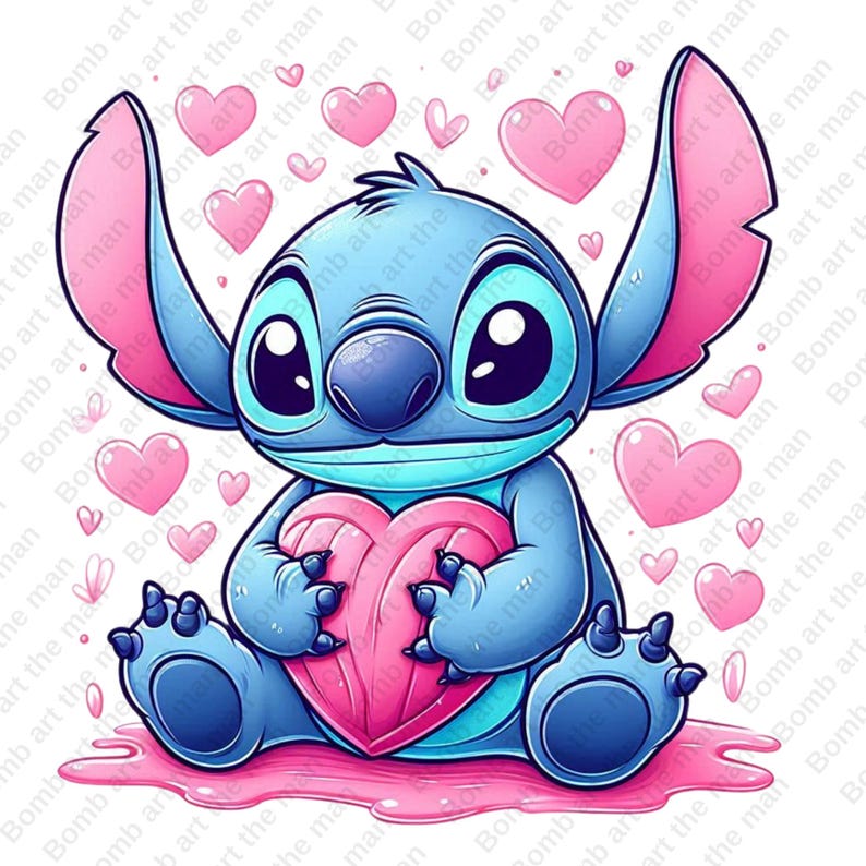 Stitch Cute Clipart, Stitch Png, Cute Cartoon Character, Transparent Design, Instant Download - Etsy