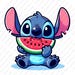 Stitch Funny Clipart, Stitch Eating Watermelon, Summer Clipart, Cute ...