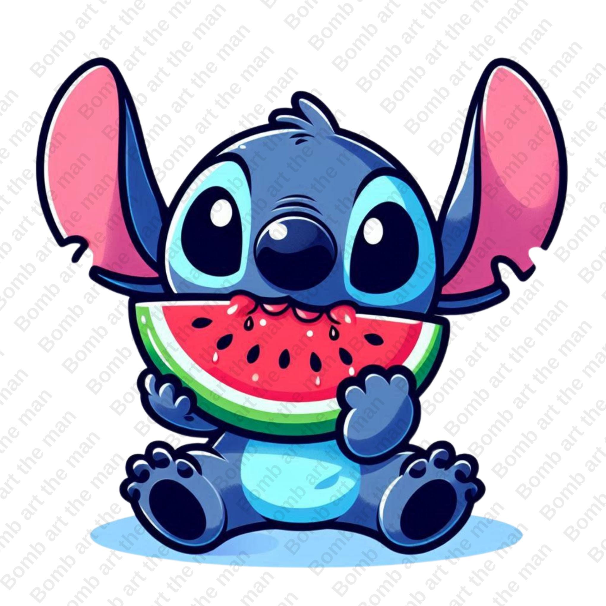 Stitch Funny Clipart, Stitch Eating Watermelon, Summer Clipart, Cute ...