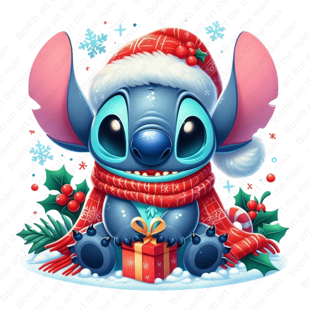 Stitch Christmas Clipart, Cute Stitch Png, Christmas Png, Instant ...