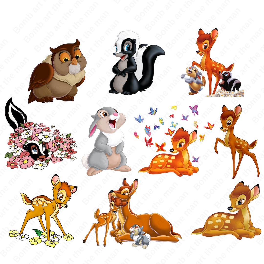 Bambi Png Bundle, Bambi Clipart Set, Bambi Deer Png, Thumper Rabbit ...
