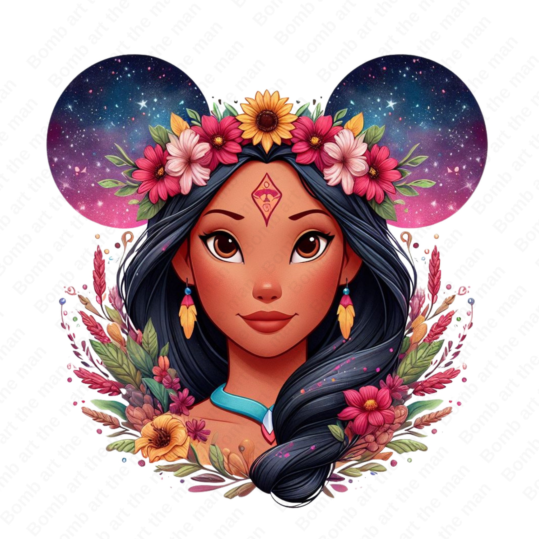 Princess Pocahontas Clipart, Princess Pocahontas Png, Mouse Ear Design ...