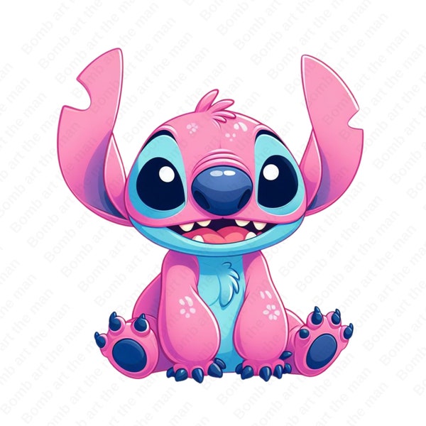 Cute Stitch Clipart, Stitch Png, Cute Cartoon Character, Transparent Design - Etsy