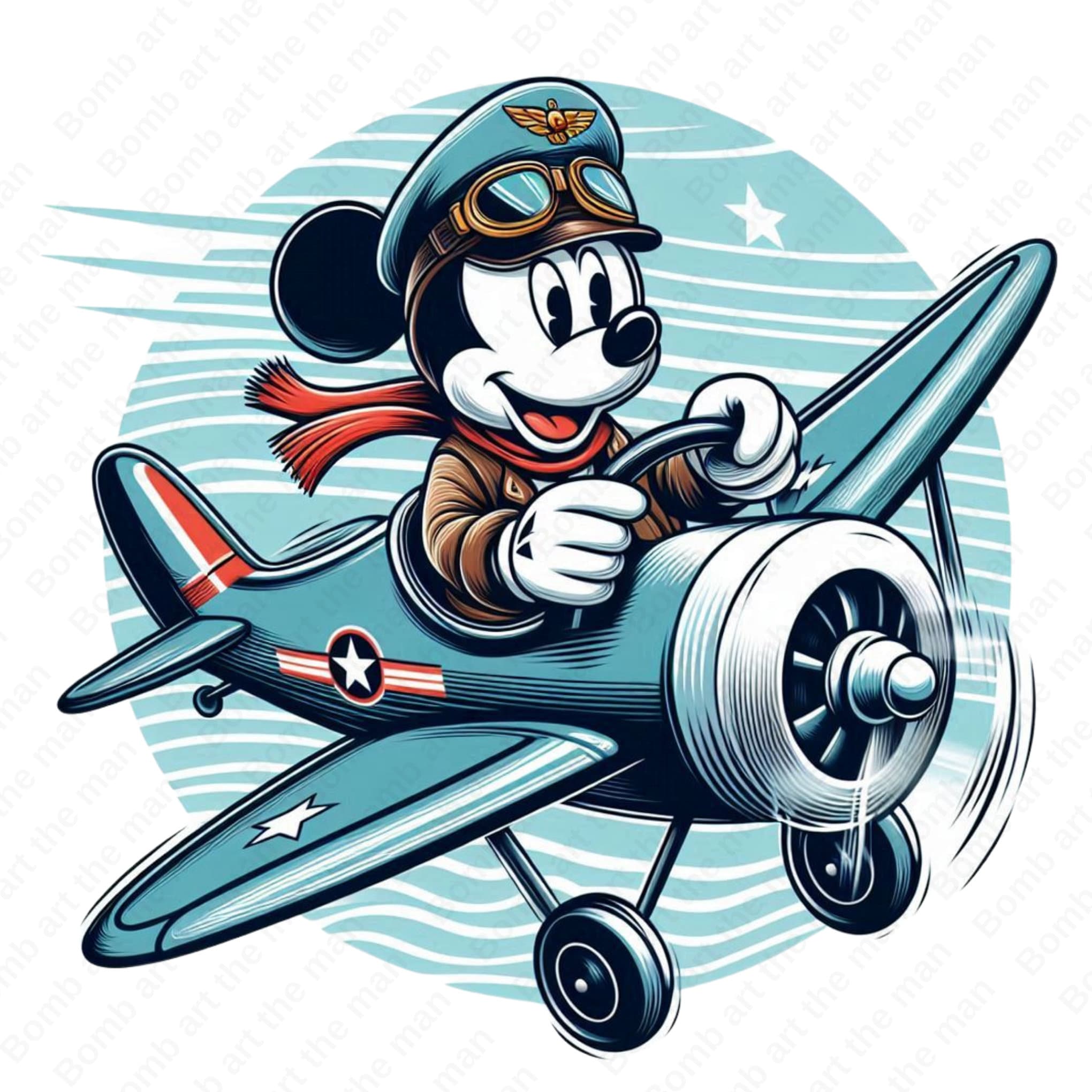 Mickey Mouse Airplane Pillot Clipart, Cute Mickey Png, Mickey Mouse Png ...