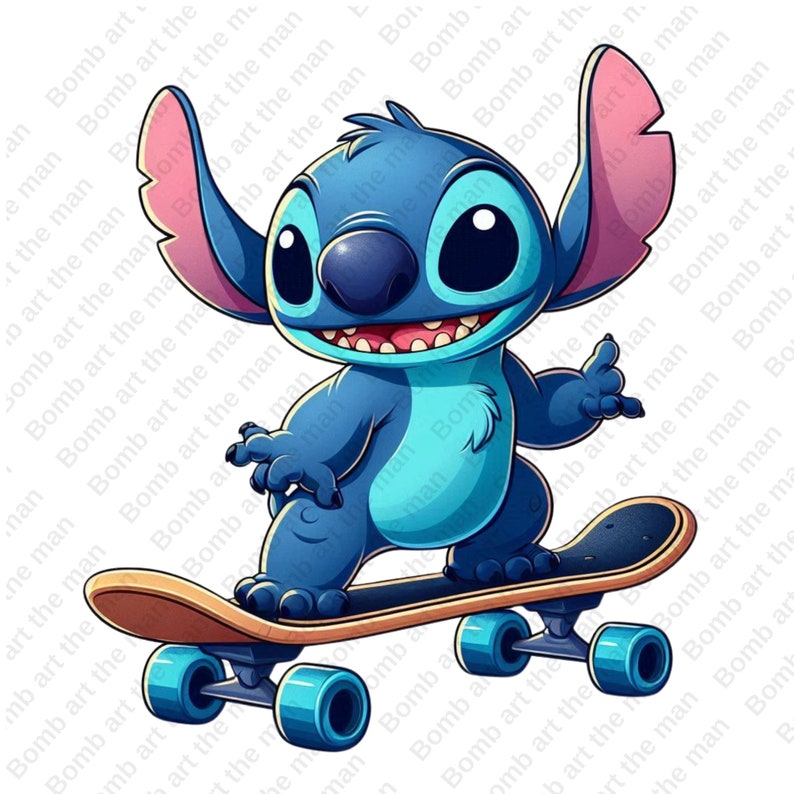 Stitch Cute Clipart, Skateboard Riding Stitch, Transparent Design ...