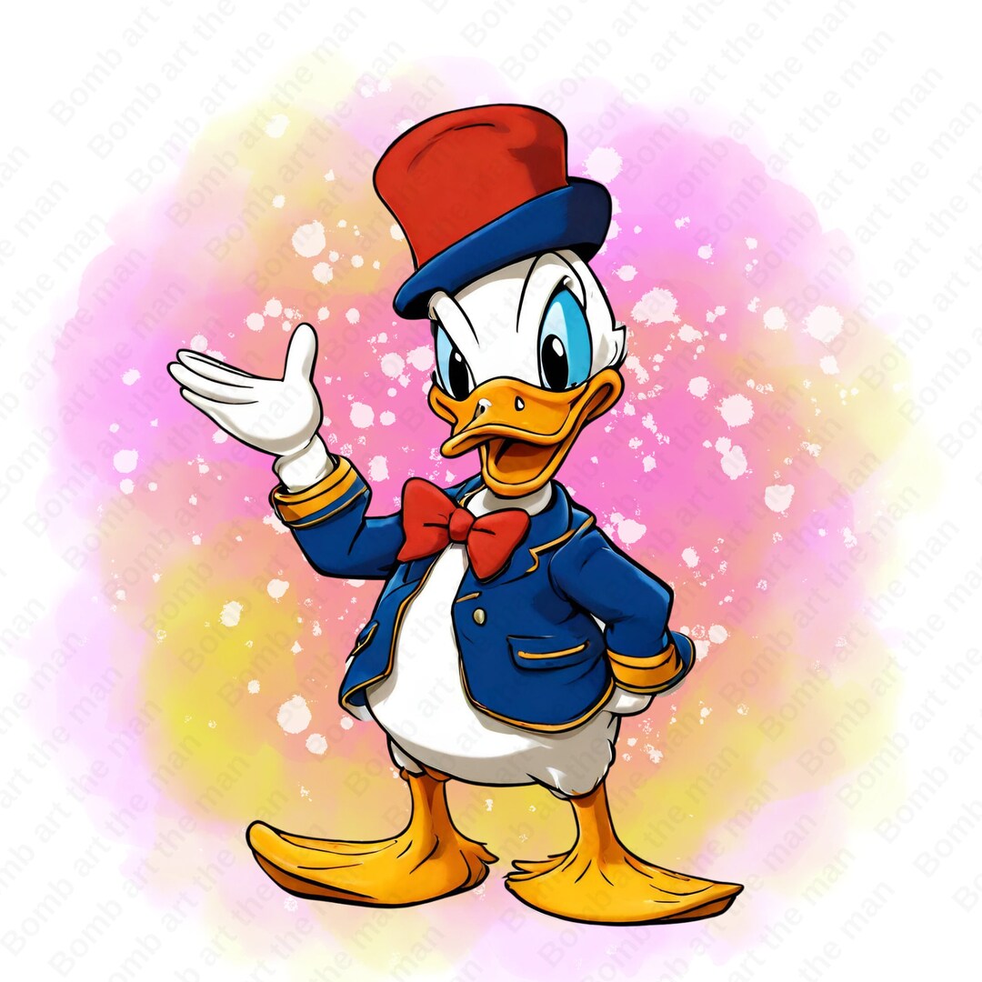 Cute Donald Duck Png Donald Duck Clipart Watercolor Background Etsy