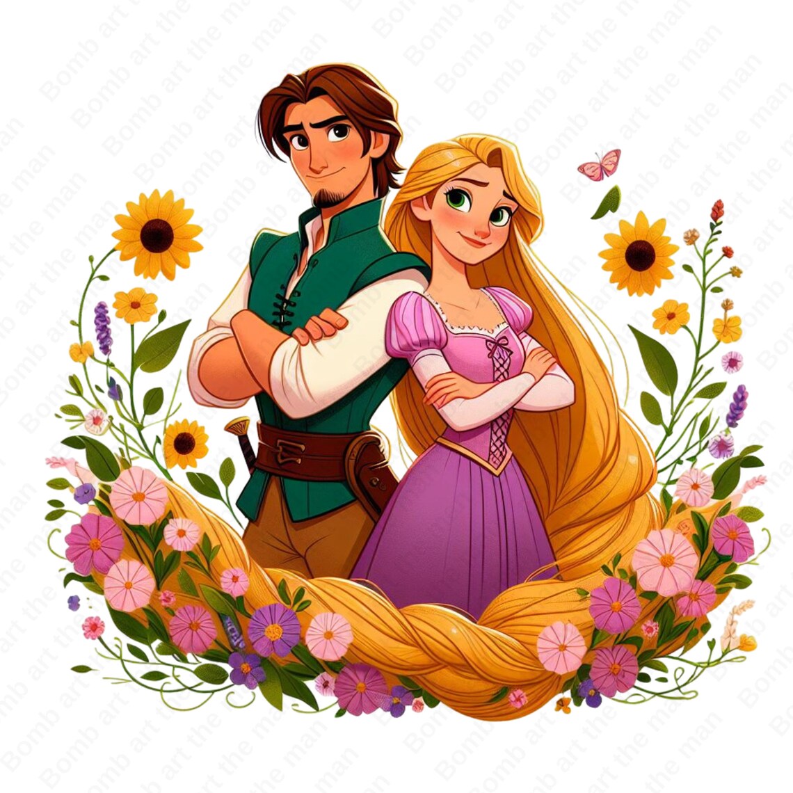 Tangled Clipart, Tangled Png, Rapunzel Png, Rapunzel Clipart, Floral ...