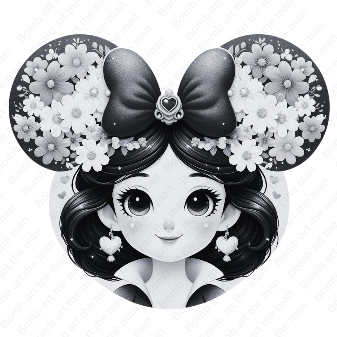 Princess Snow White Clipart, Snow White Png, Black and White Design ...