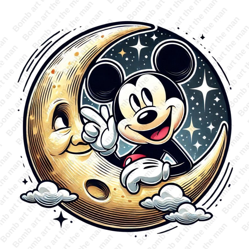 Mickey Mouse on the Moon Clipart, Mickey Mouse Png, Cute Bear Clipart ...