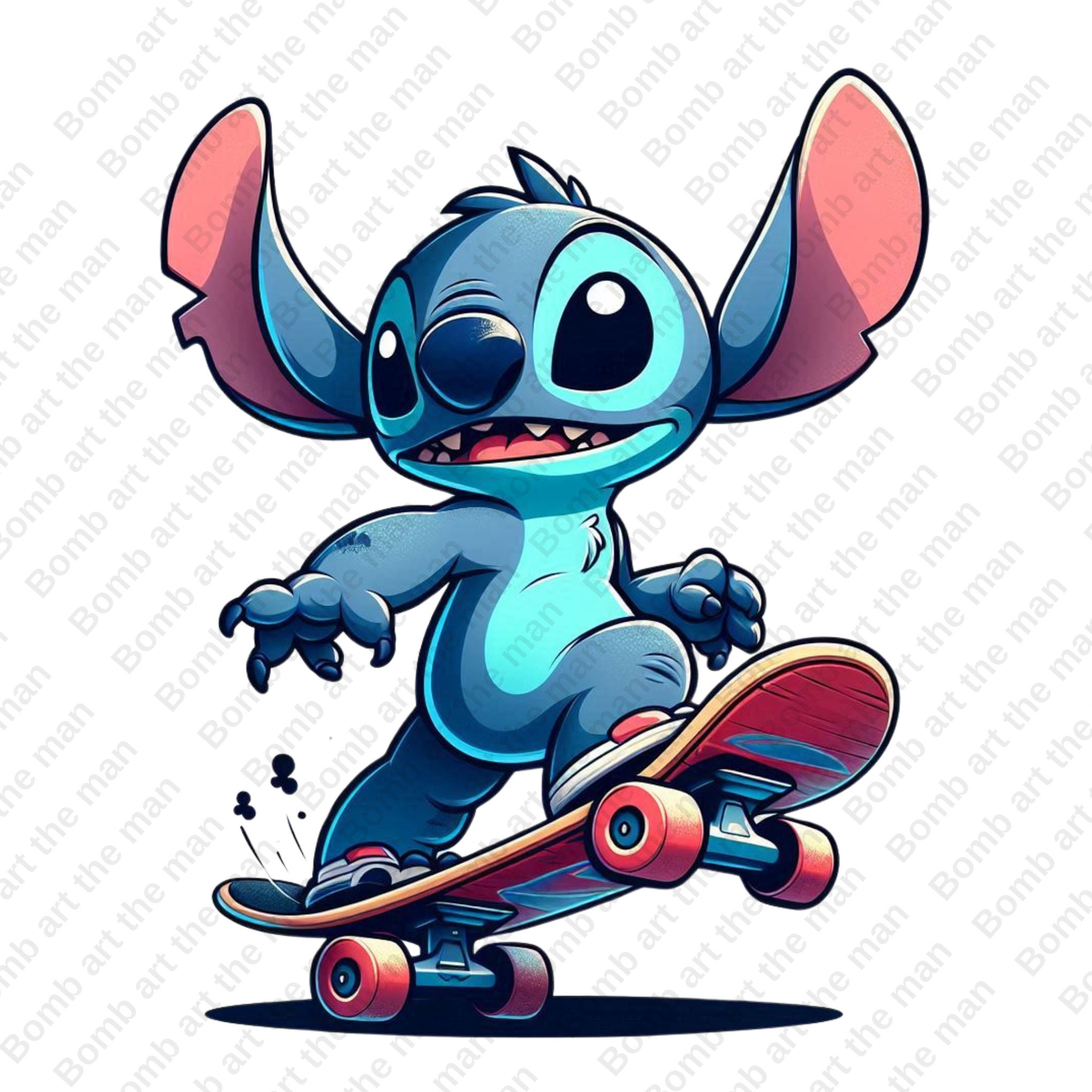 Stitch Cute Clipart, Skateboard Riding Stitch, Transparent Design - Etsy