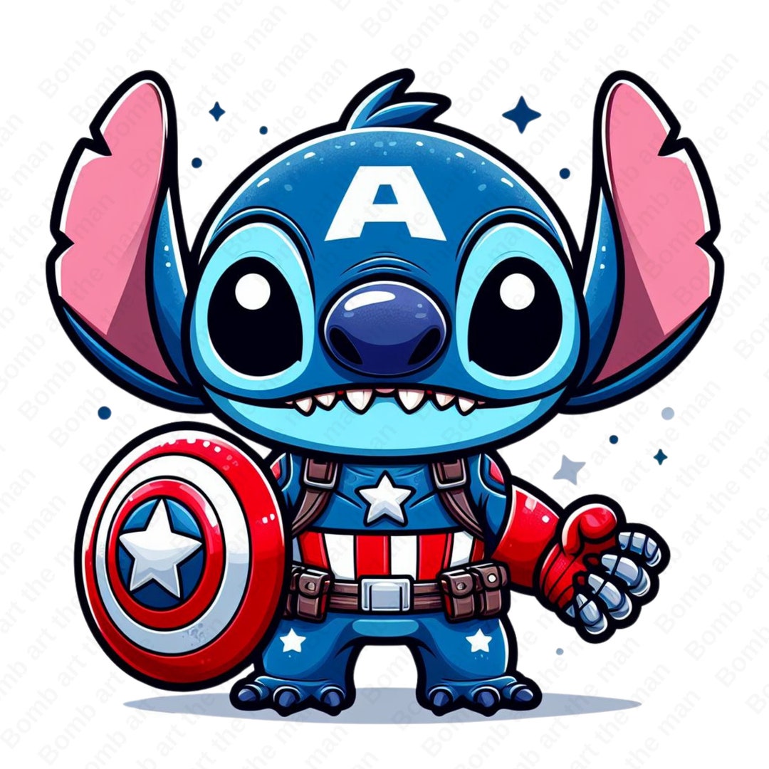 Stitch Hero Png, Stitch Clipart, Cute Stitch Design, Captain America ...