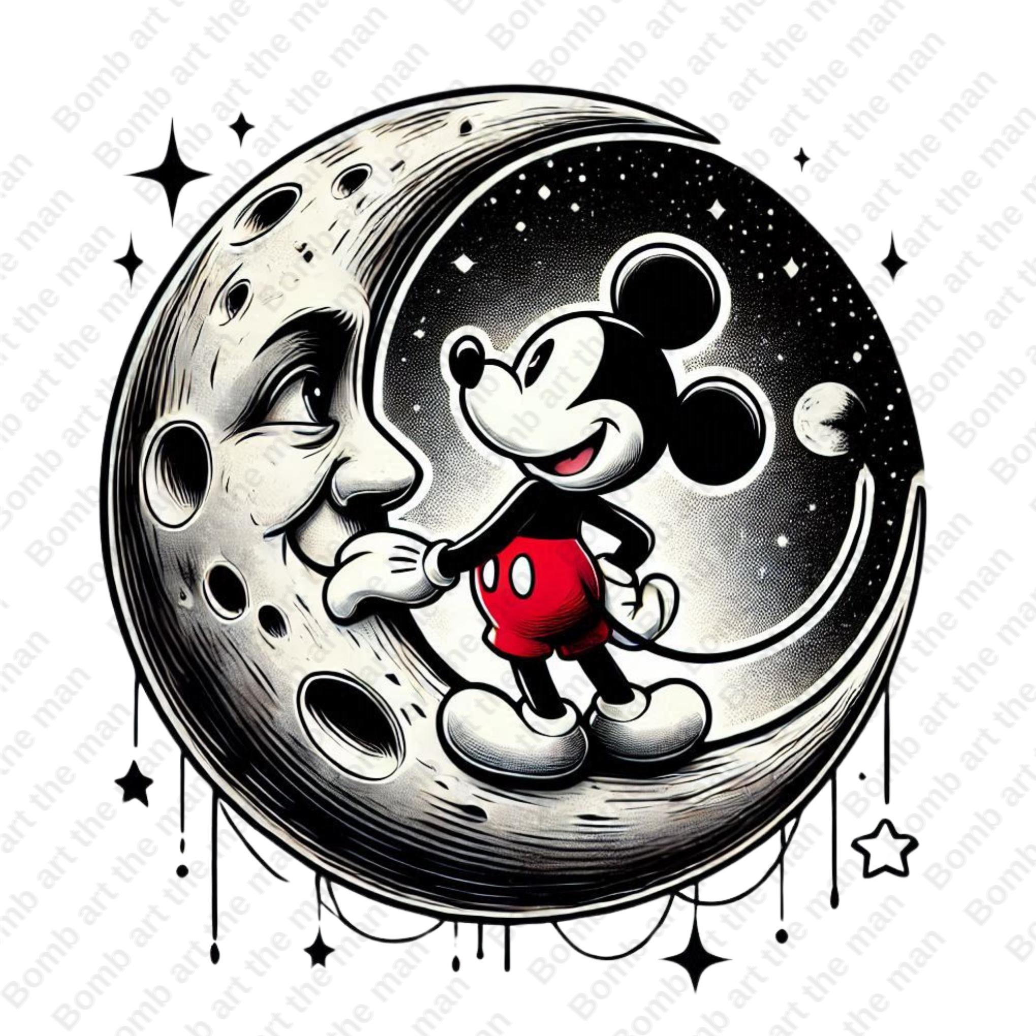 Mickey Mouse on the Moon Clipart, Mickey Mouse Png, Cute Bear Clipart ...
