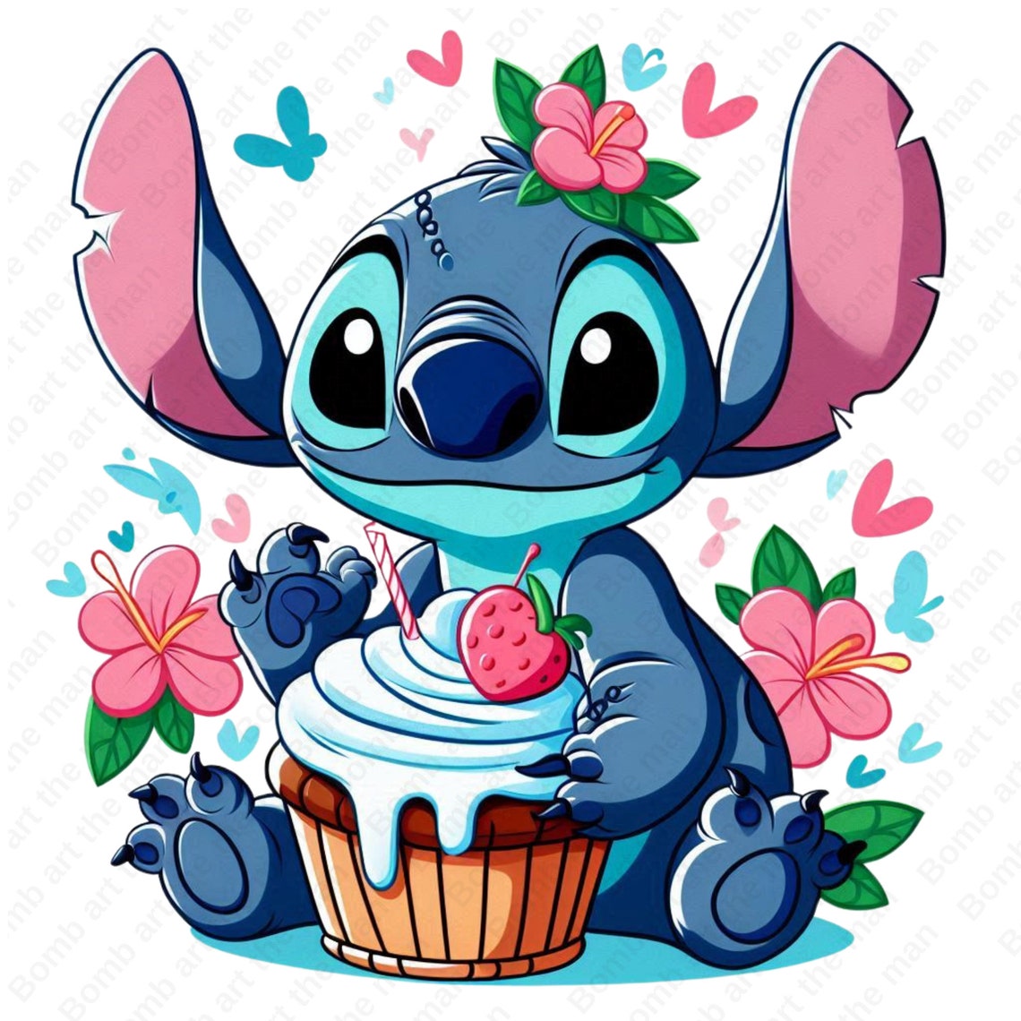Stitch comiendo pastel clipart, lindo stitch clipart, stitch png ...