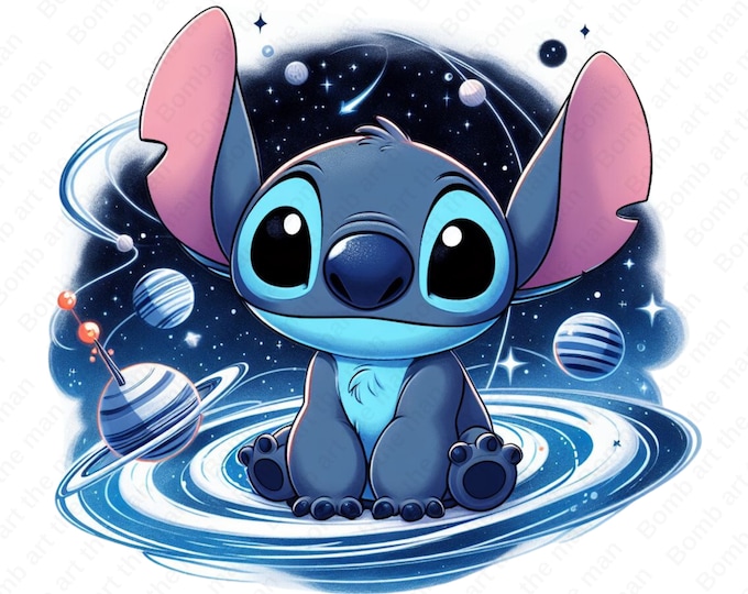 Cute Stitch Clipart, Stitch Png, Cute Cartoon Character, Transparent Design, Instant Download ...