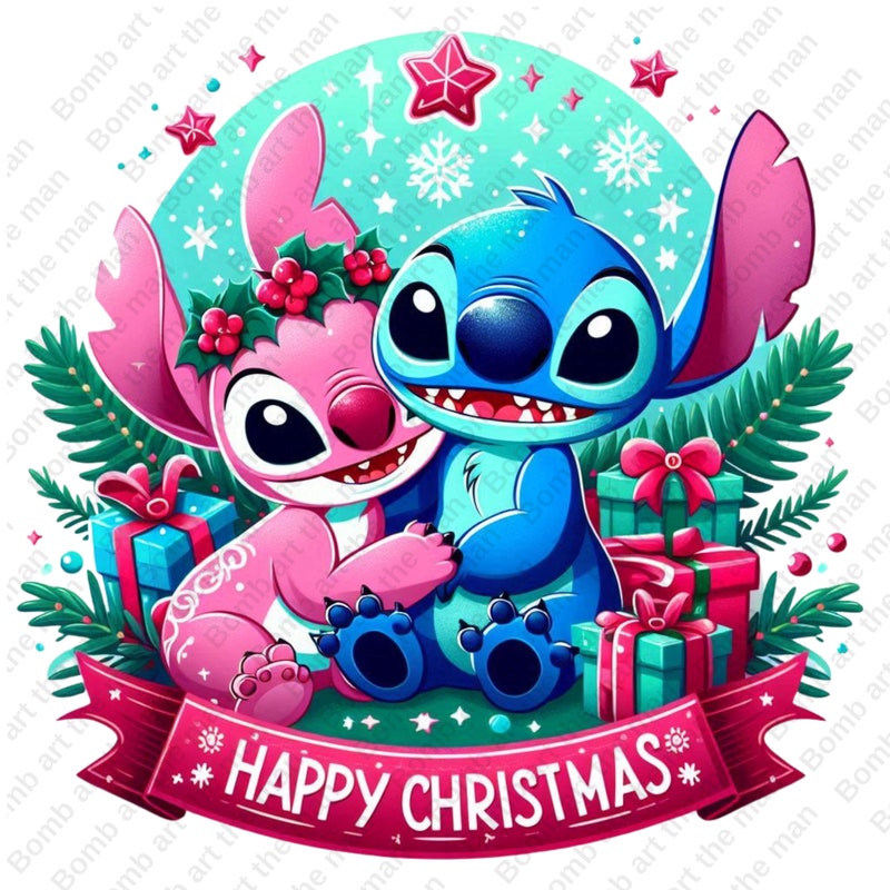 Stitch Christmas Clipart - Etsy